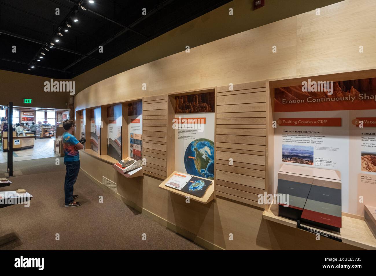 Educational exhibits and displays inside the Bryce Canyon National Park Visitor Center, Garfield ...