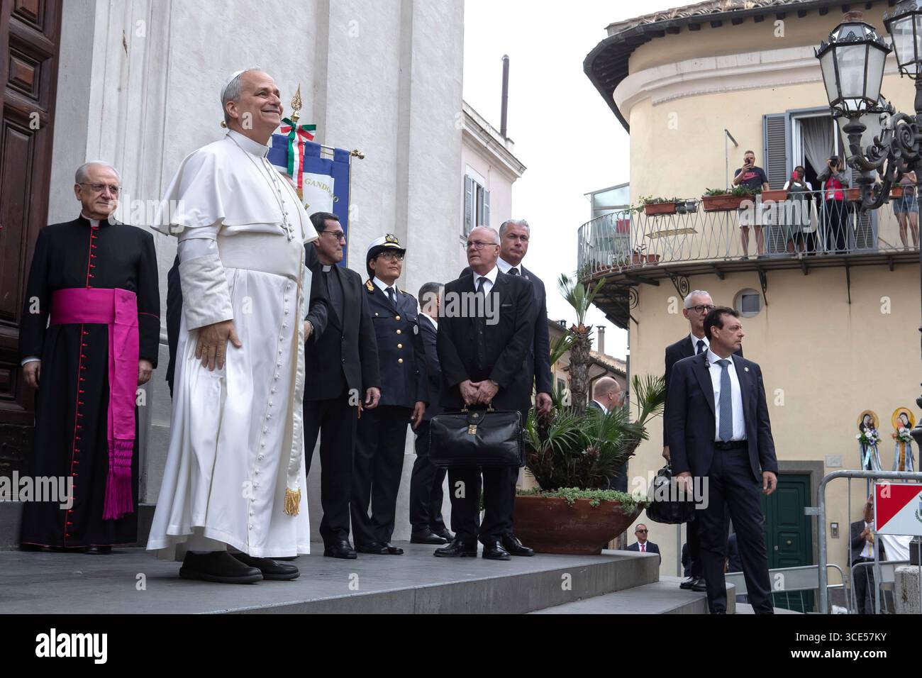 Castel Gandolfo, Italy, 15 August 2025. Pope Leo greets the faithful ...