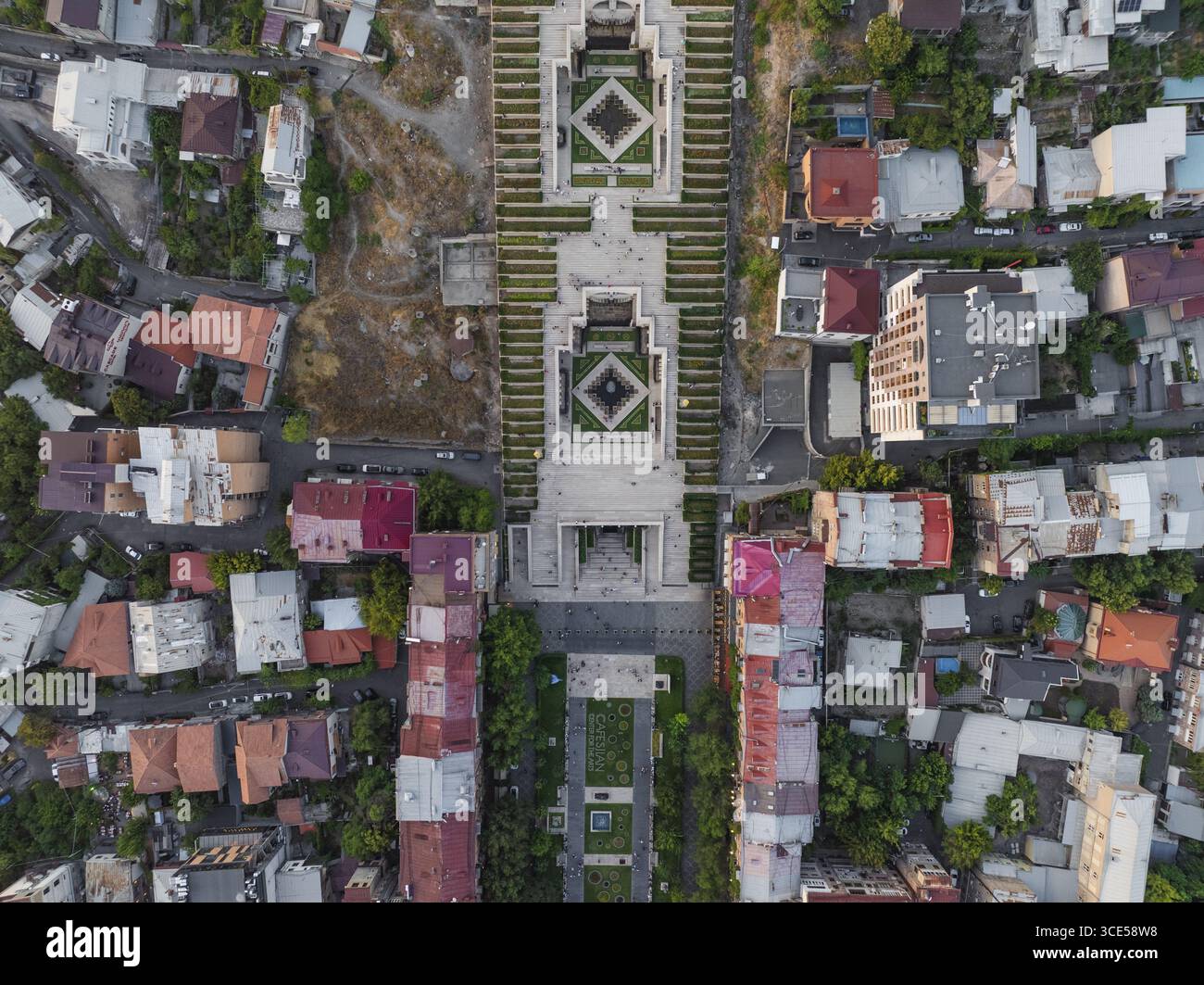Aerial view of the Cascade complex's tiered levels and surrounding ...