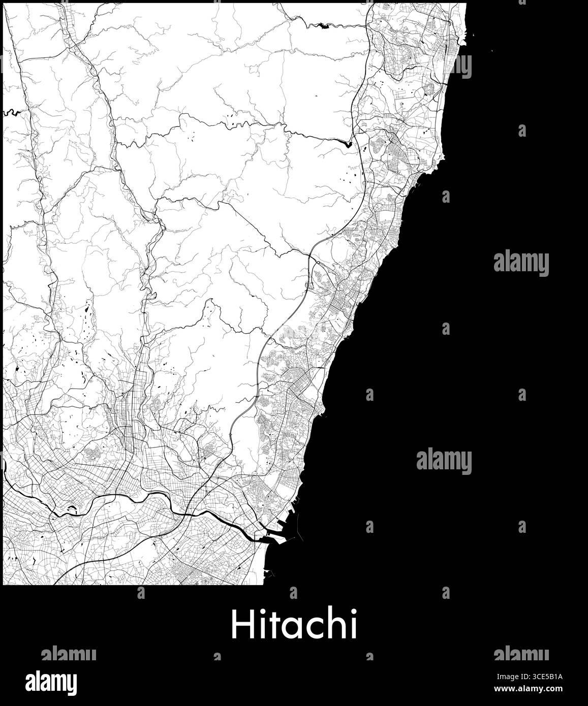 Hitachi city map, Japan - Topographic vector map poster Stock Vector ...