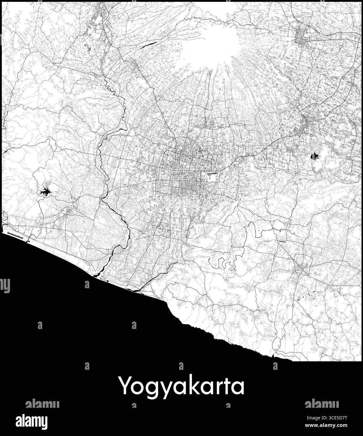 Yogyakarta city map, Indonesia - Topographic vector map poster Stock ...