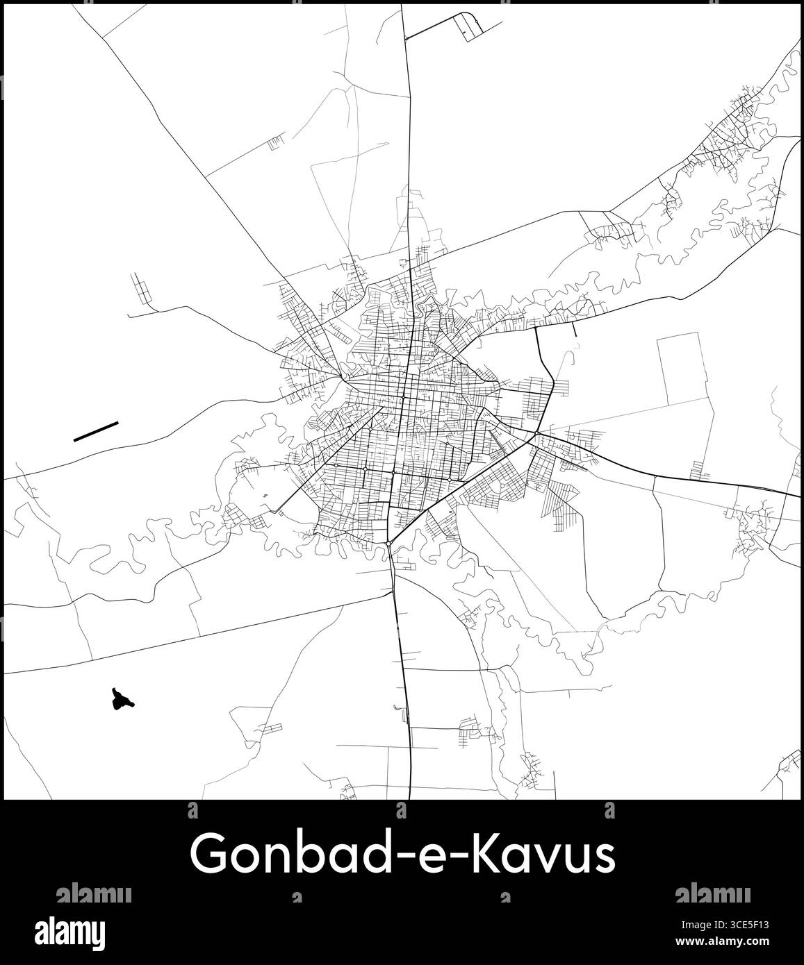 Gonbad e Kavus city map, Iran - Topographic vector map poster Stock ...