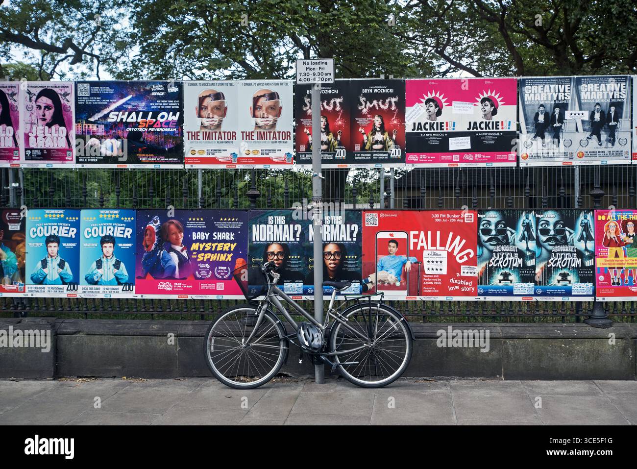 Edinburgh Fringe Festival posters displayed on railings in Edinburgh ...