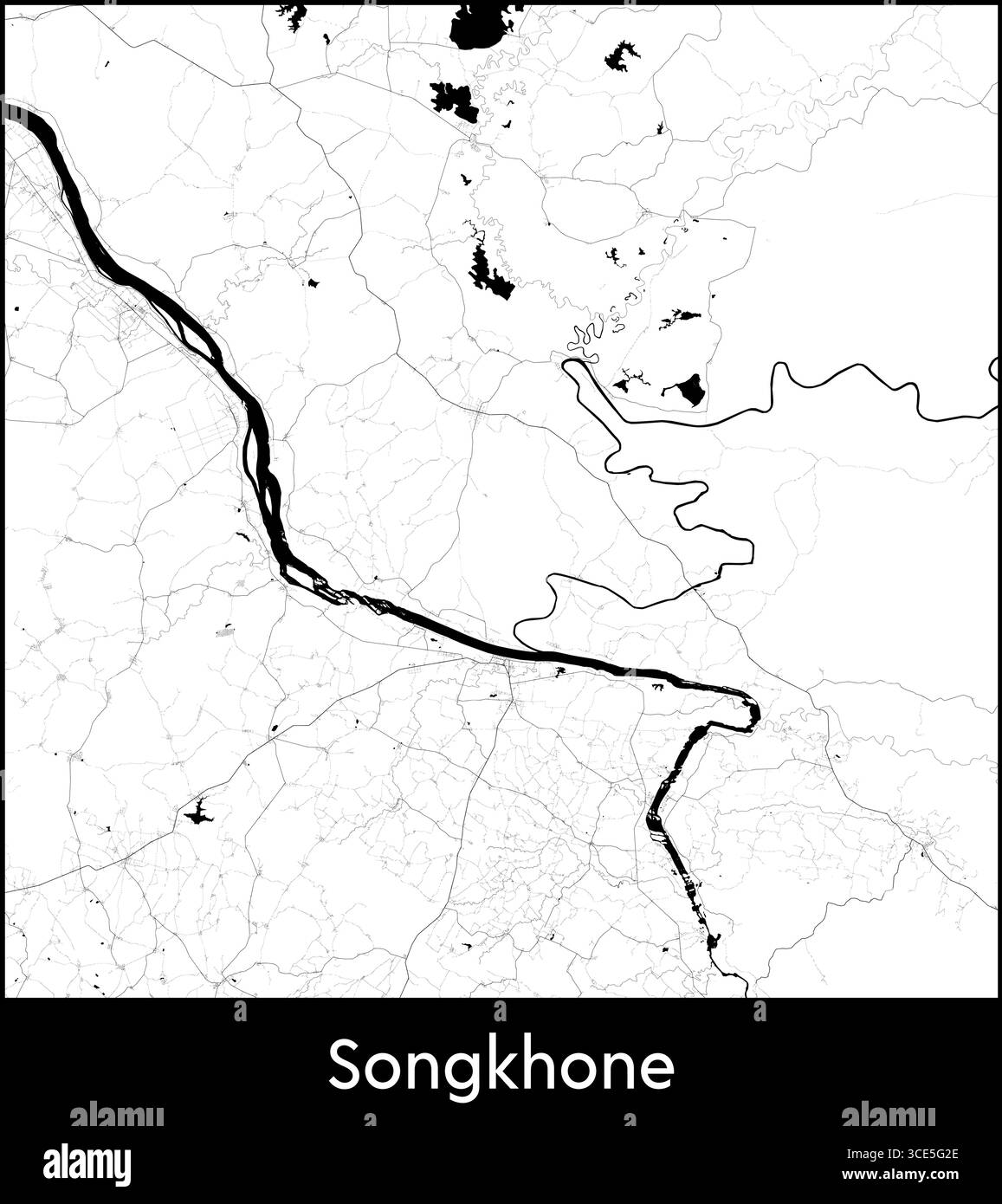 Songkhone city map, Laos - Topographic vector map poster Stock Vector ...