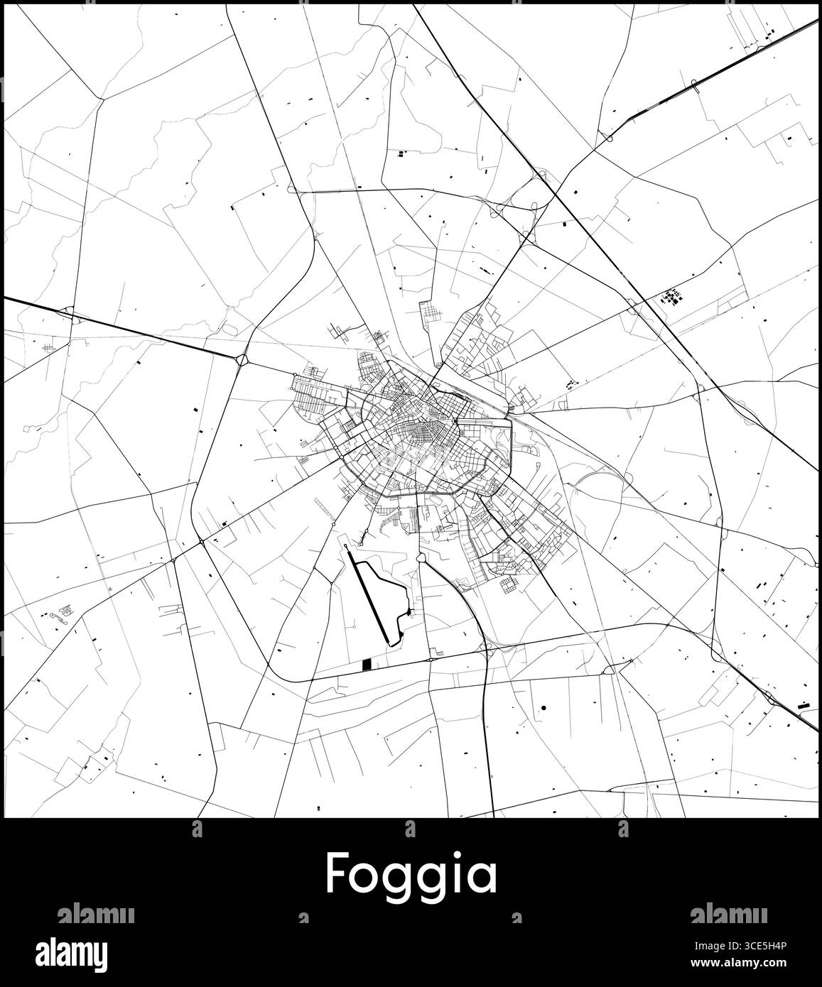 Foggia city map, Italy - Topographic vector map poster Stock Vector ...