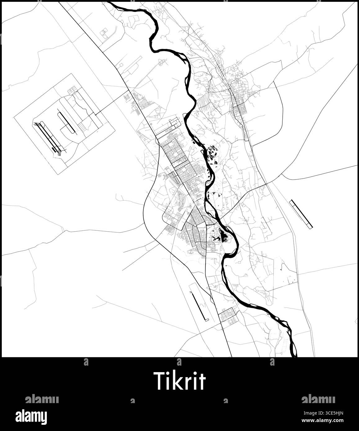 Tikrit city map, Iraq - Topographic vector map poster Stock Vector ...