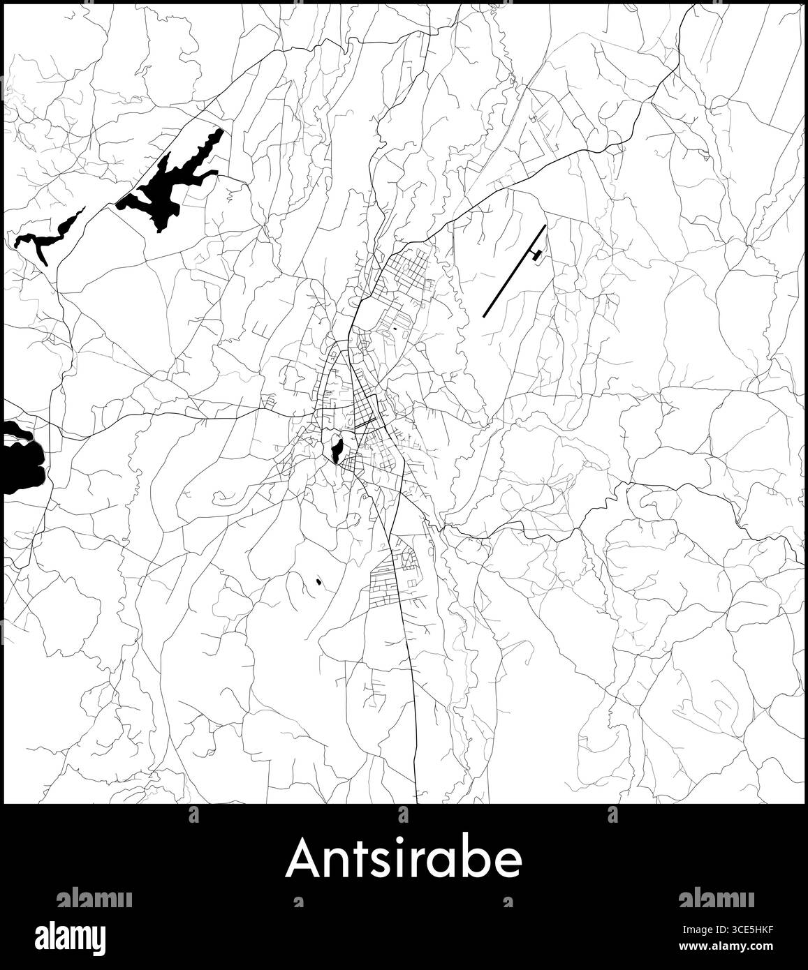 Antsirabe city map, Madagascar - Topographic vector map poster Stock ...