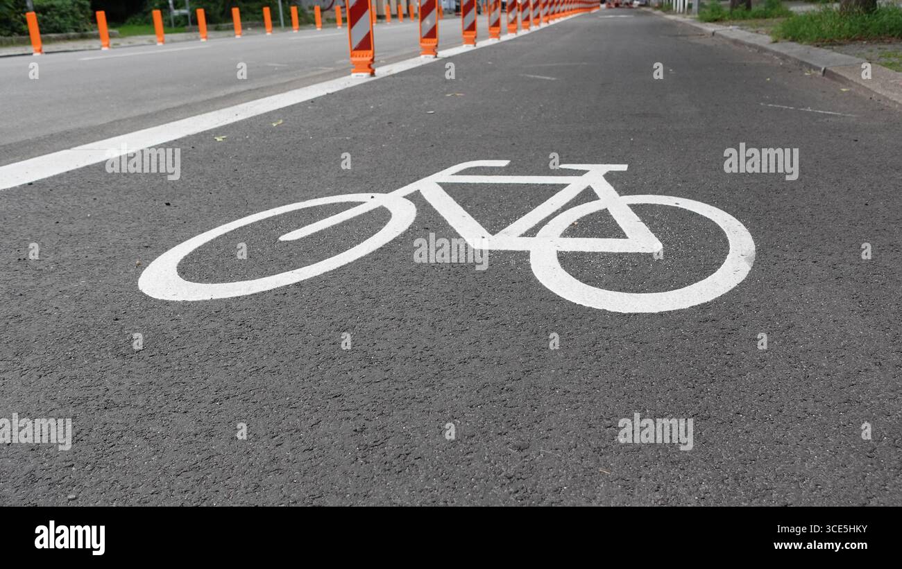 Bicycle Symbol On A Bike Lane In Berlin, Germany Stock Photo - Alamy