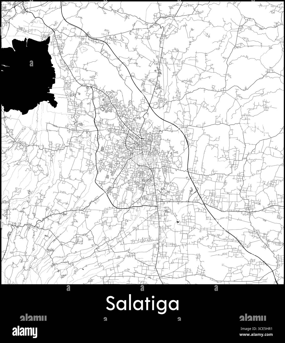 Salatiga city map, Indonesia - Topographic vector map poster Stock ...