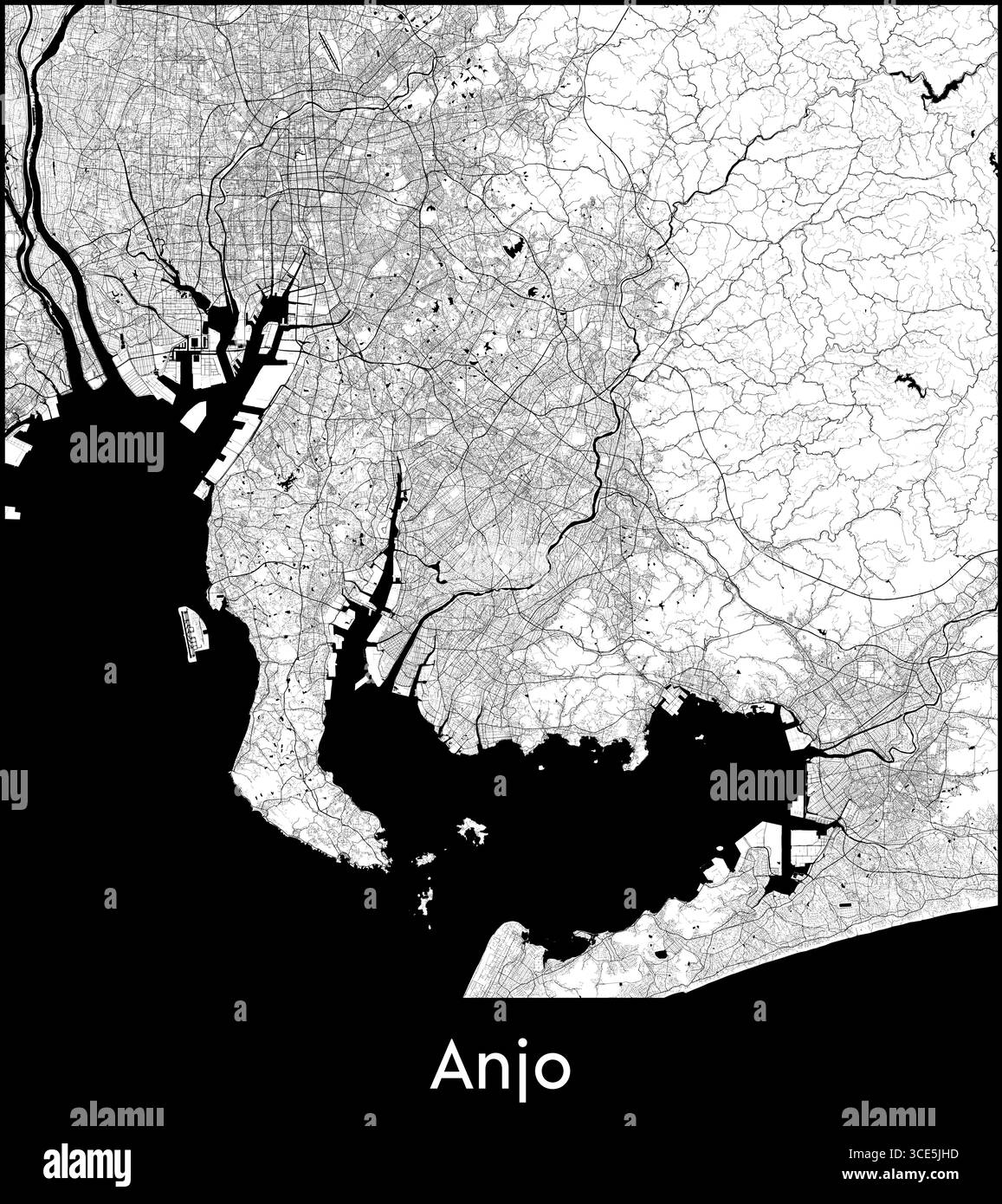 Anjo city map hi-res stock photography and images - Alamy