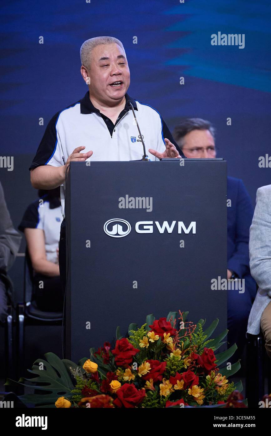 Iracemapolis, Brazil. 15th Aug, 2025. GWM Global CEO, Mu Feng, during ...