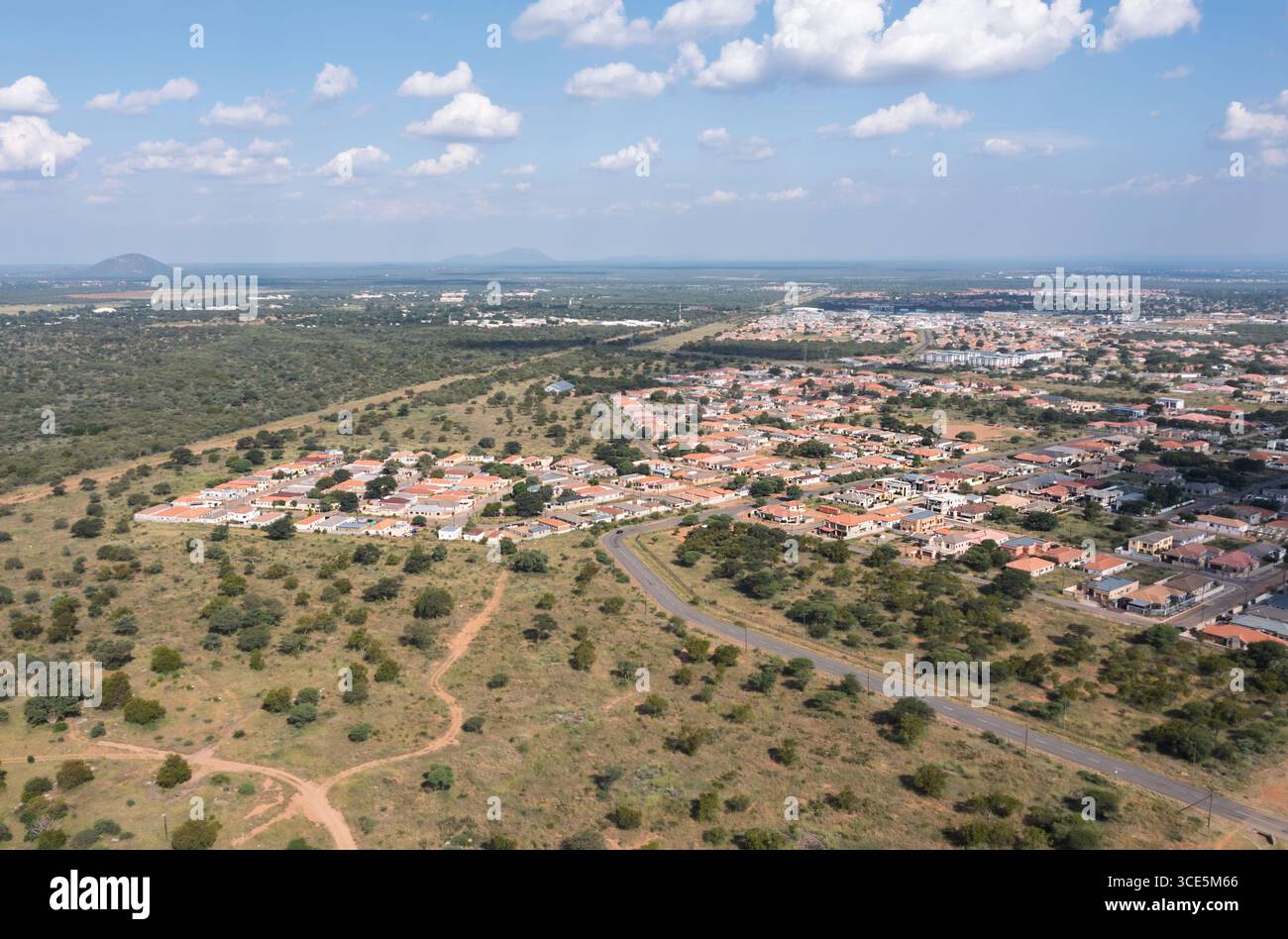 aerial view Gaborone residential area , developments and construction ...