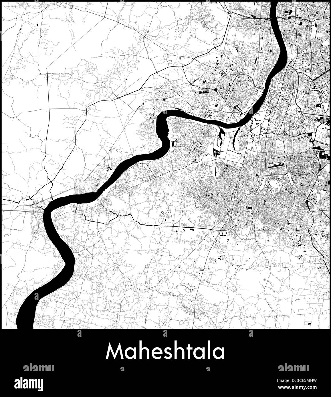 Maheshtala city map, India - Topographic vector map poster Stock Vector ...