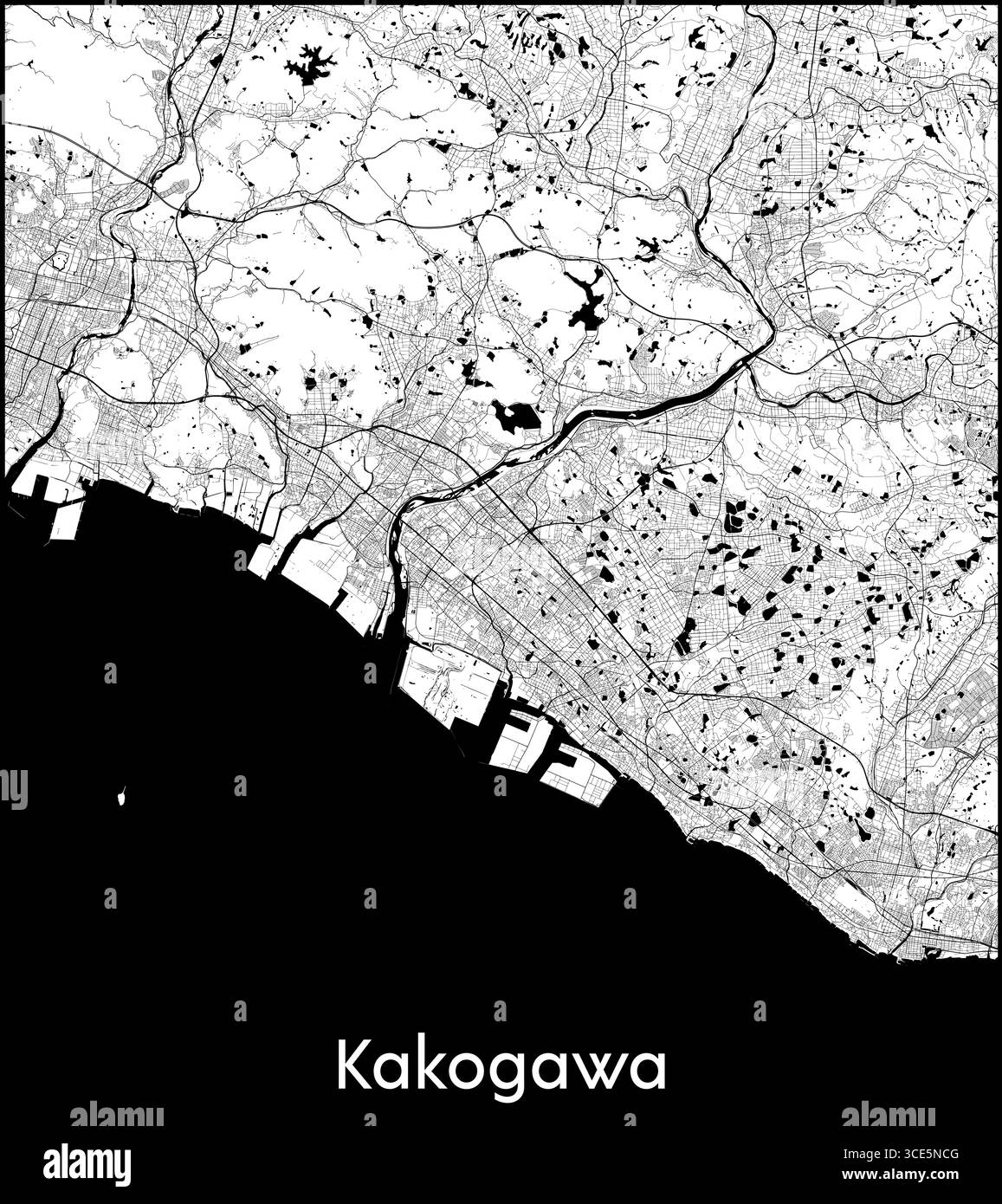 Kakogawa city map, Japan - Topographic vector map poster Stock Vector ...