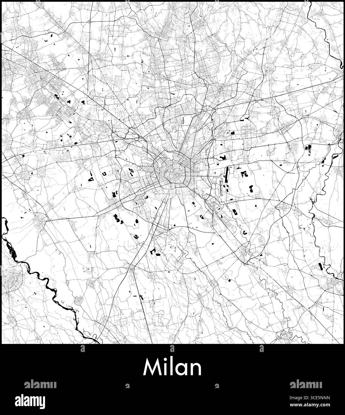 Milan city map, Italy - Topographic vector map poster Stock Vector ...