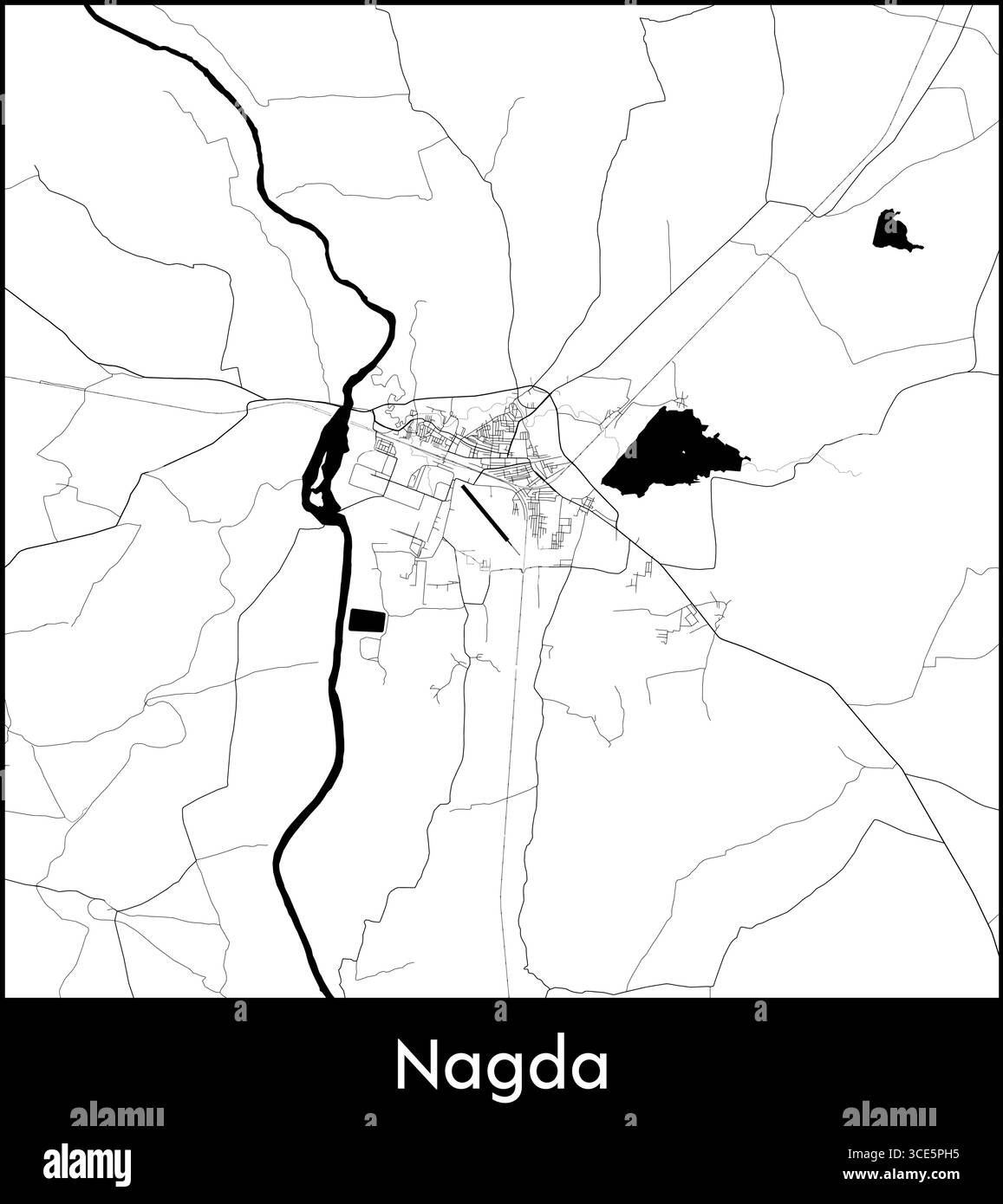 Nagda city map, India - Topographic vector map poster Stock Vector ...