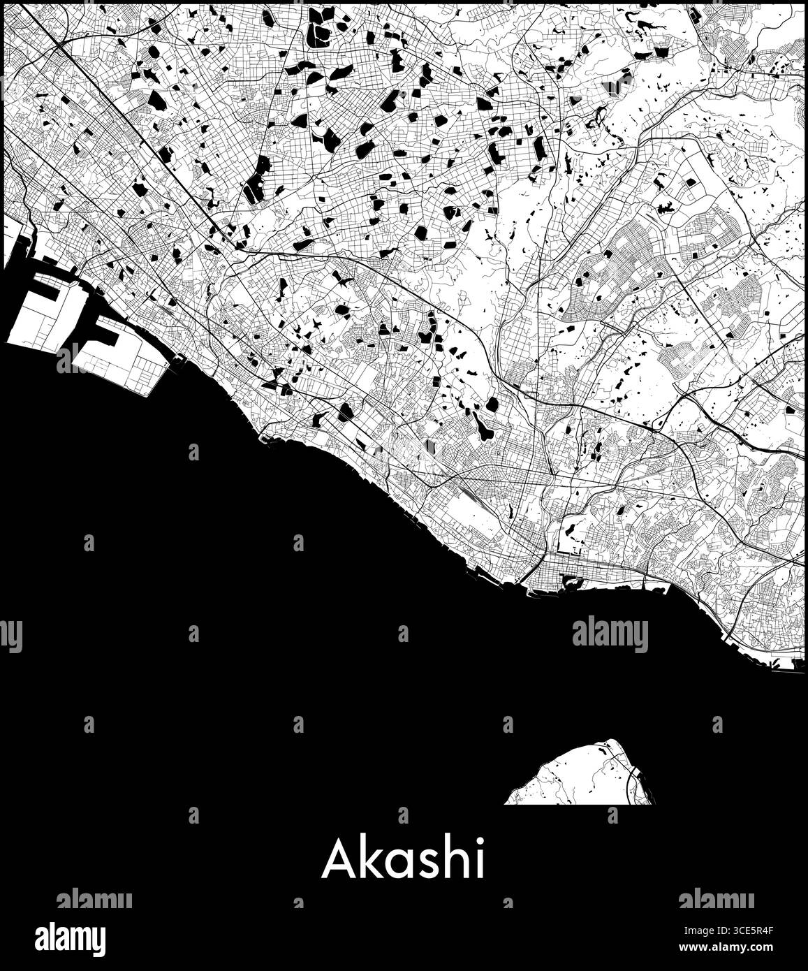 Akashi city map, Japan - Topographic vector map poster Stock Vector ...