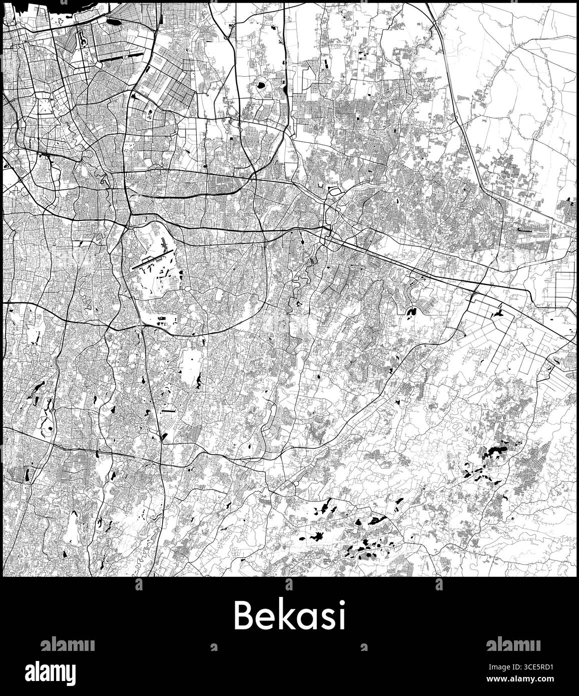 Bekasi city map, Indonesia - Topographic vector map poster Stock Vector ...