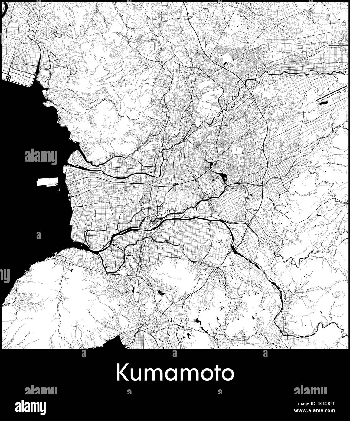 Map of kumamoto Black and White Stock Photos & Images - Alamy