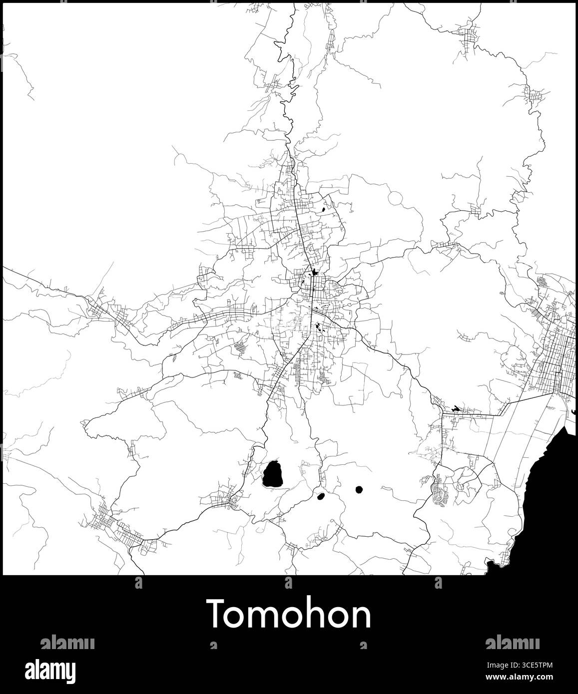 Tomohon city map, Indonesia - Topographic vector map poster Stock ...