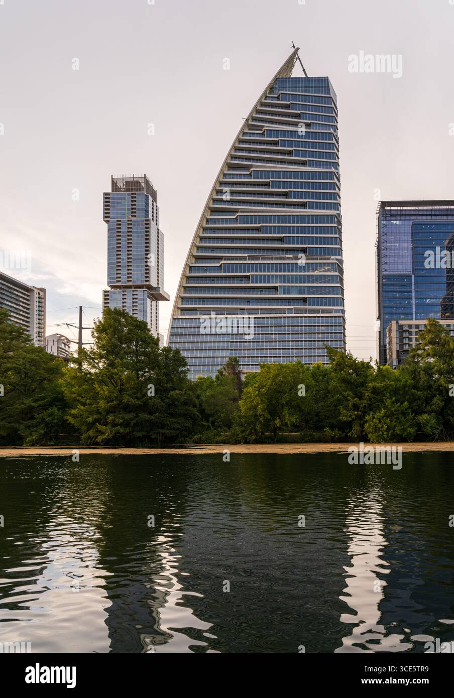 View of the city skyline of Austin Texas in summer 2025 from Lady Bird ...