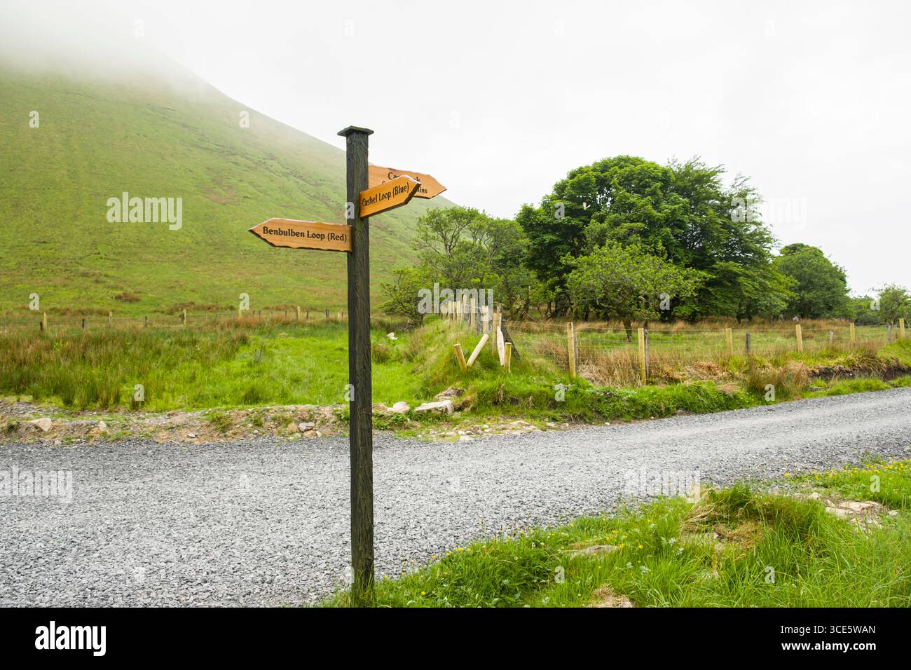 Signpost with directions and mileage of various hiking trails in the ...