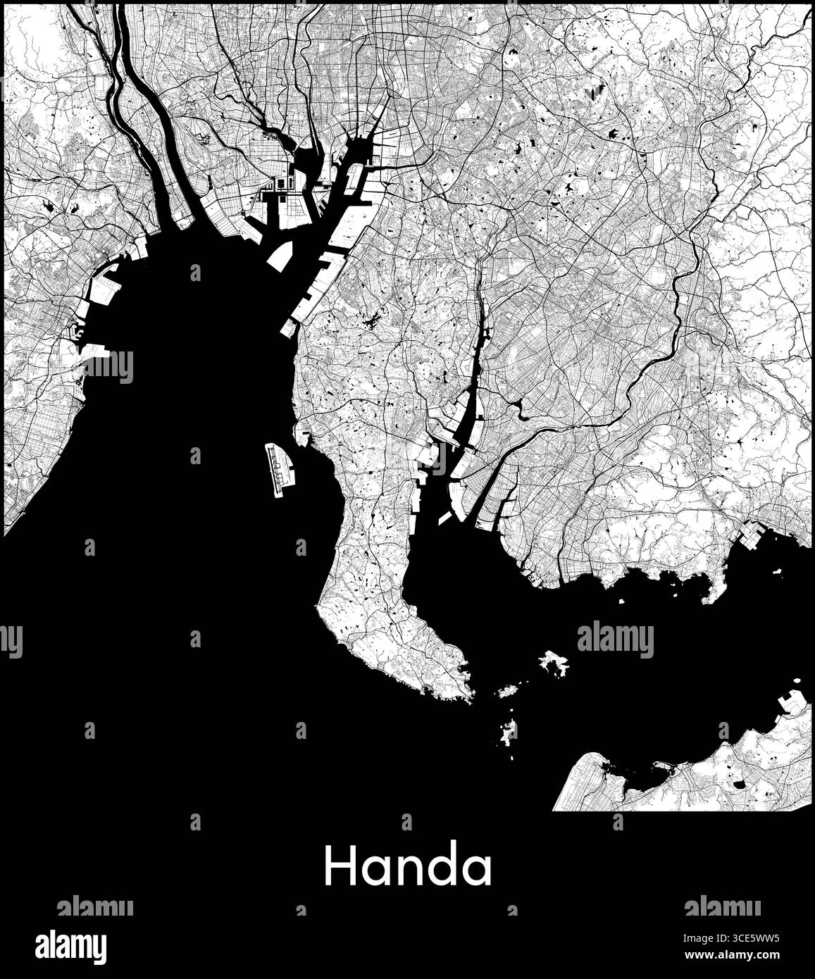 Handa city map, Japan - Topographic vector map poster Stock Vector ...