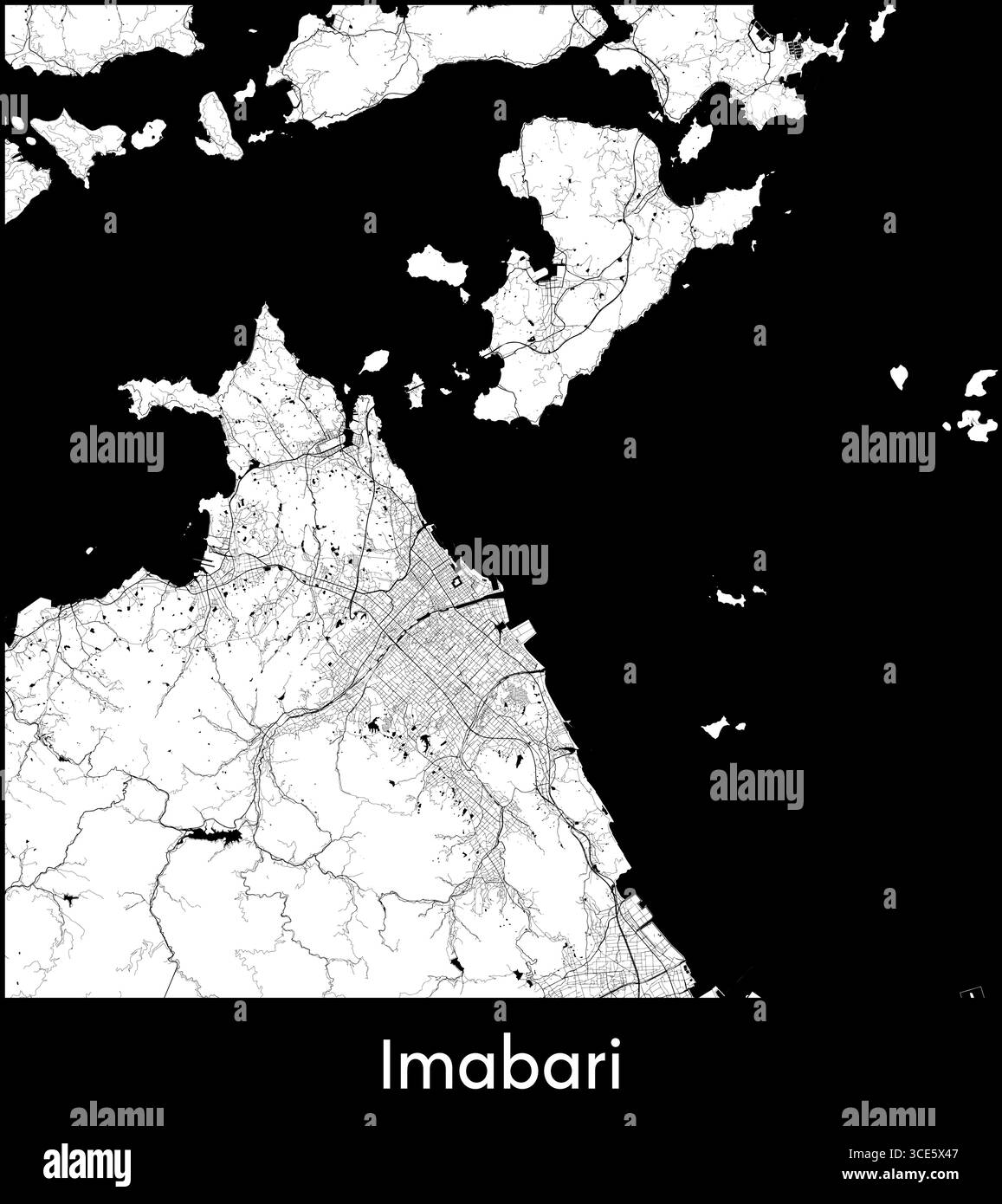 Imabari city map, Japan - Topographic vector map poster Stock Vector ...