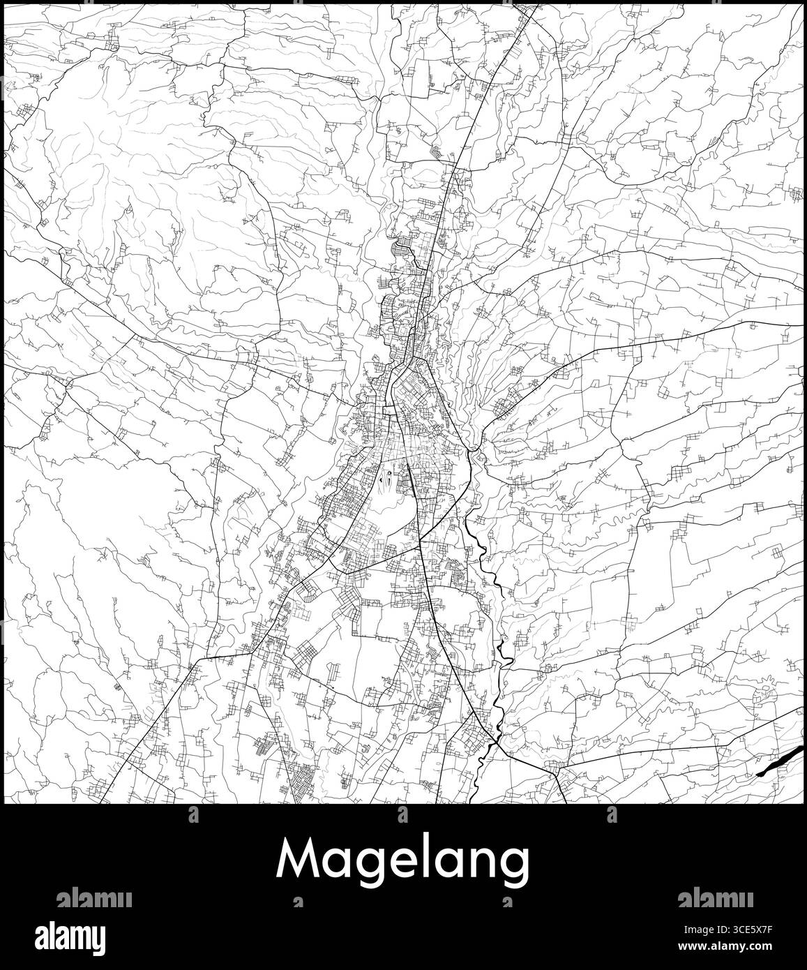 Magelang city map, Indonesia - Topographic vector map poster Stock ...