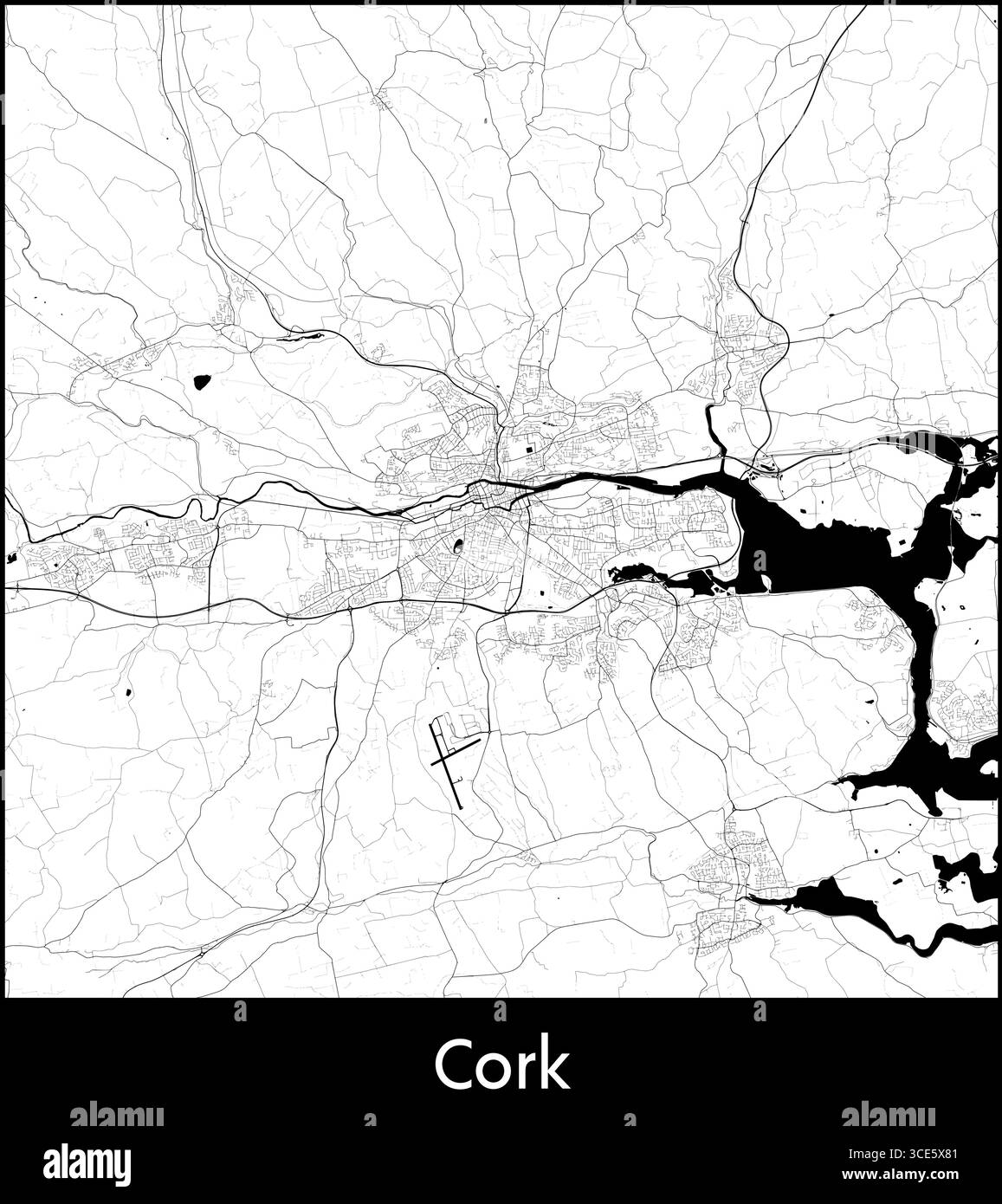 Cork city map, Ireland - Topographic vector map poster Stock Vector ...