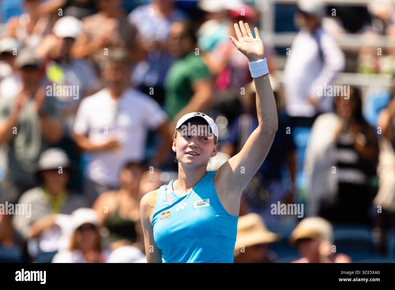 MASON, OHIO - AUGUST 15: Elena Rybakina of Kazakhstan celebrates after ...