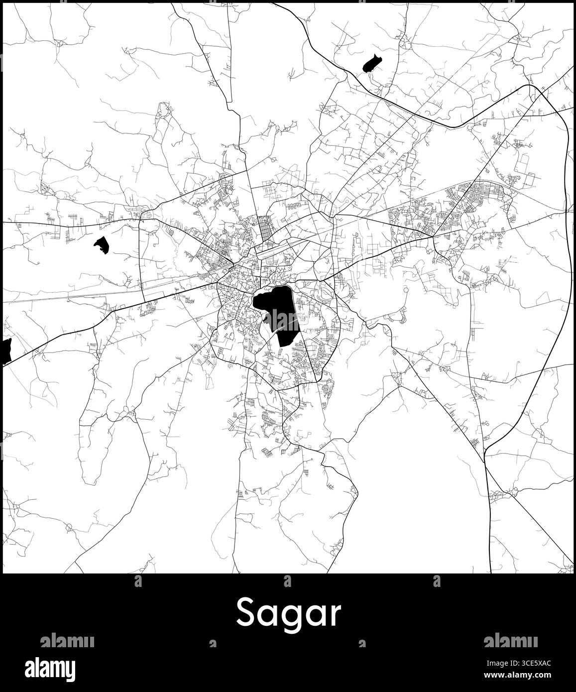 Sagar city map, India - Topographic vector map poster Stock Vector ...