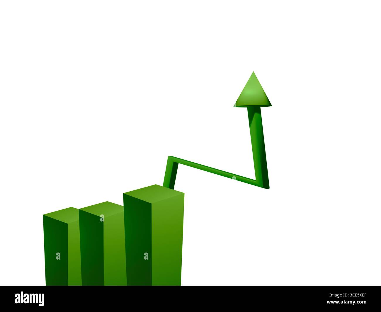 Green Bar chart graph in three dimension space Stock Photo - Alamy