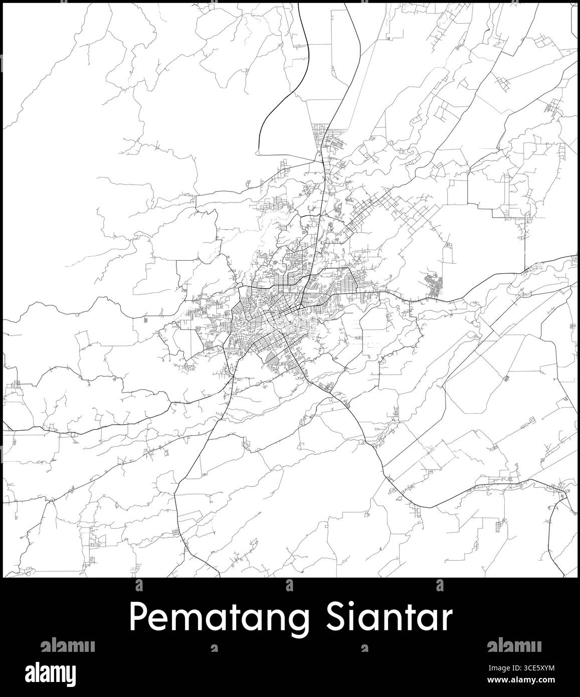 Pematang Siantar city map, Indonesia - Topographic vector map poster ...