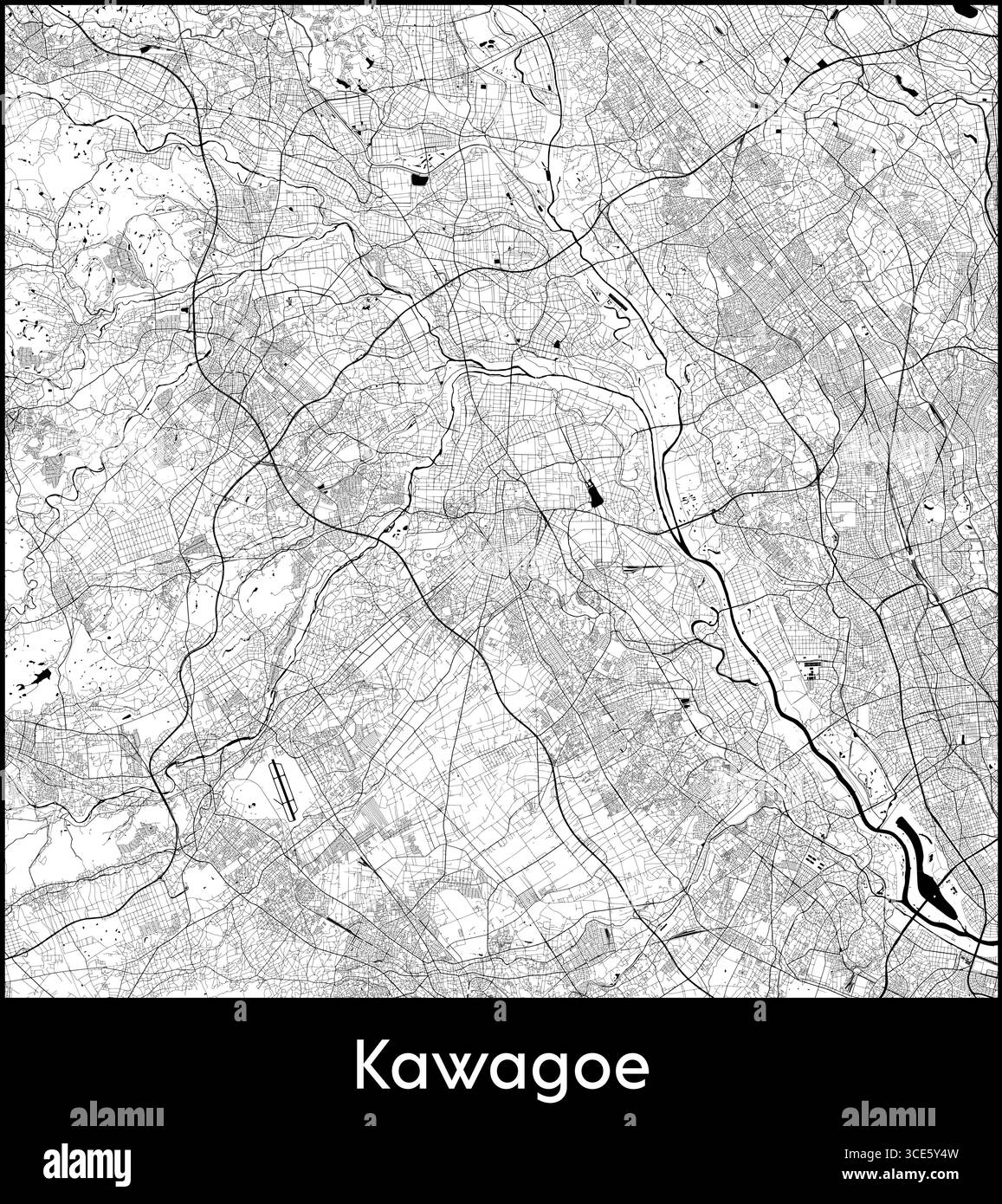 Kawagoe city map, Japan - Topographic vector map poster Stock Vector ...