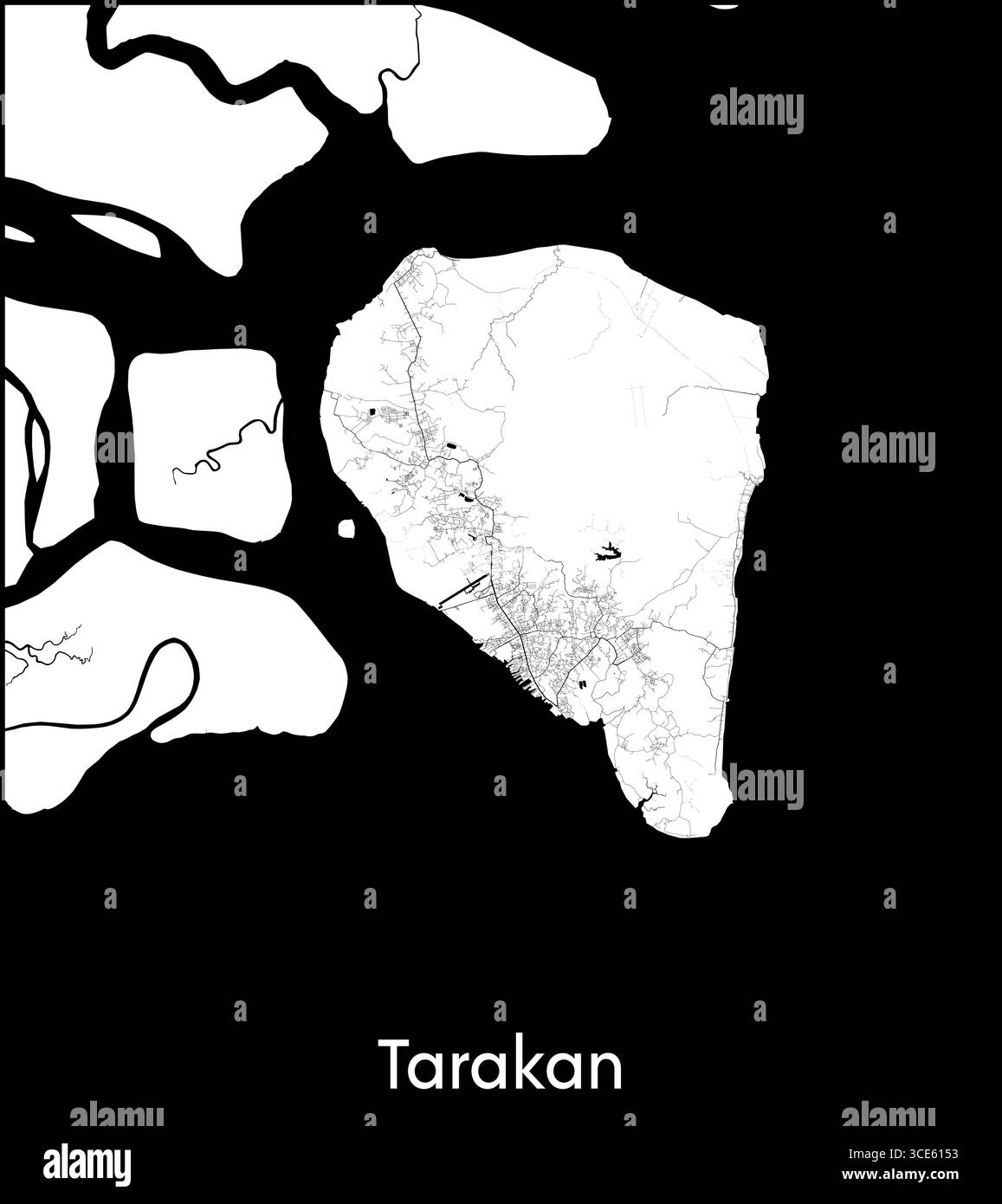 Tarakan city map, Indonesia - Topographic vector map poster Stock ...