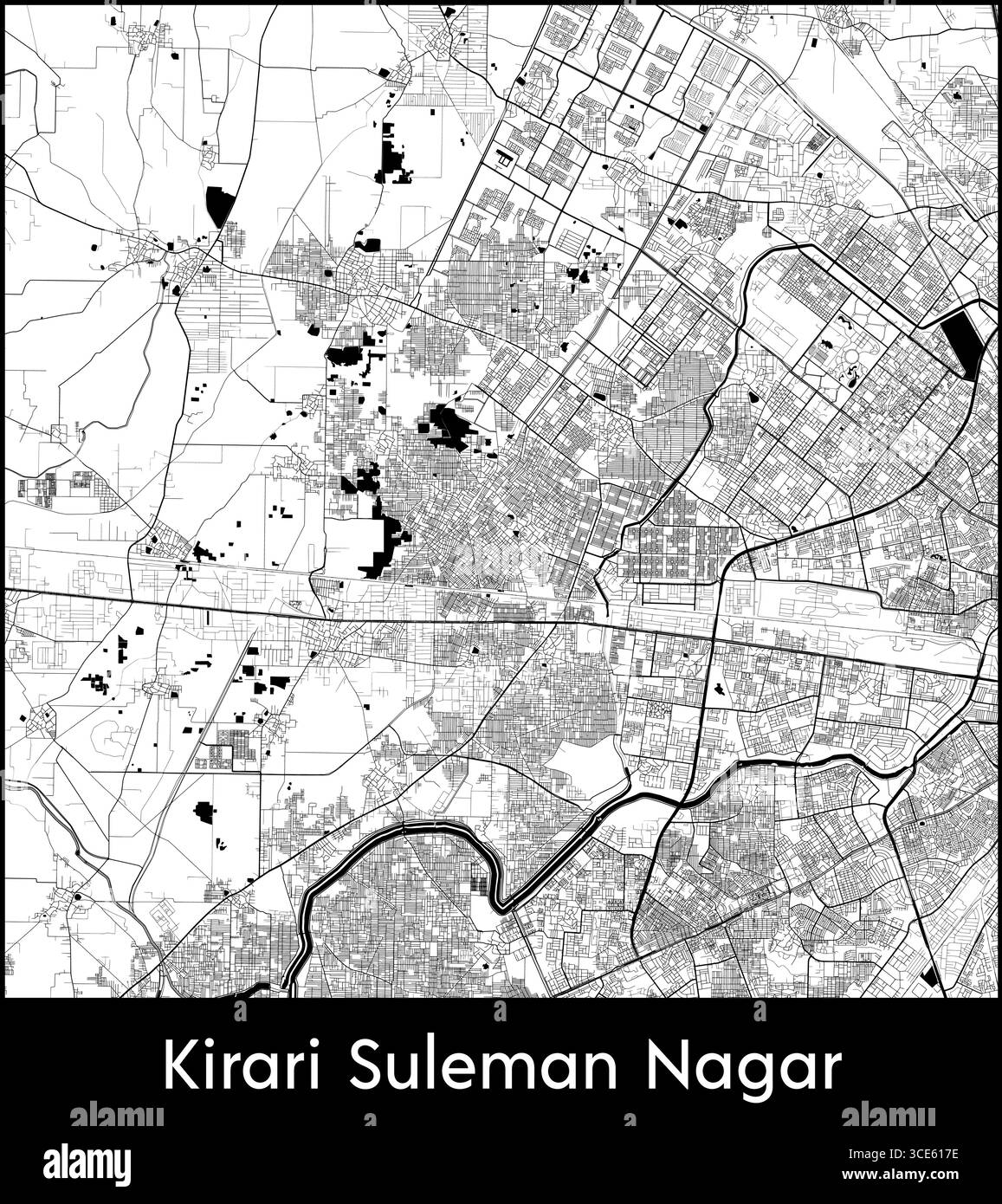 Kirari Suleman Nagar city map, India - Topographic vector map poster ...