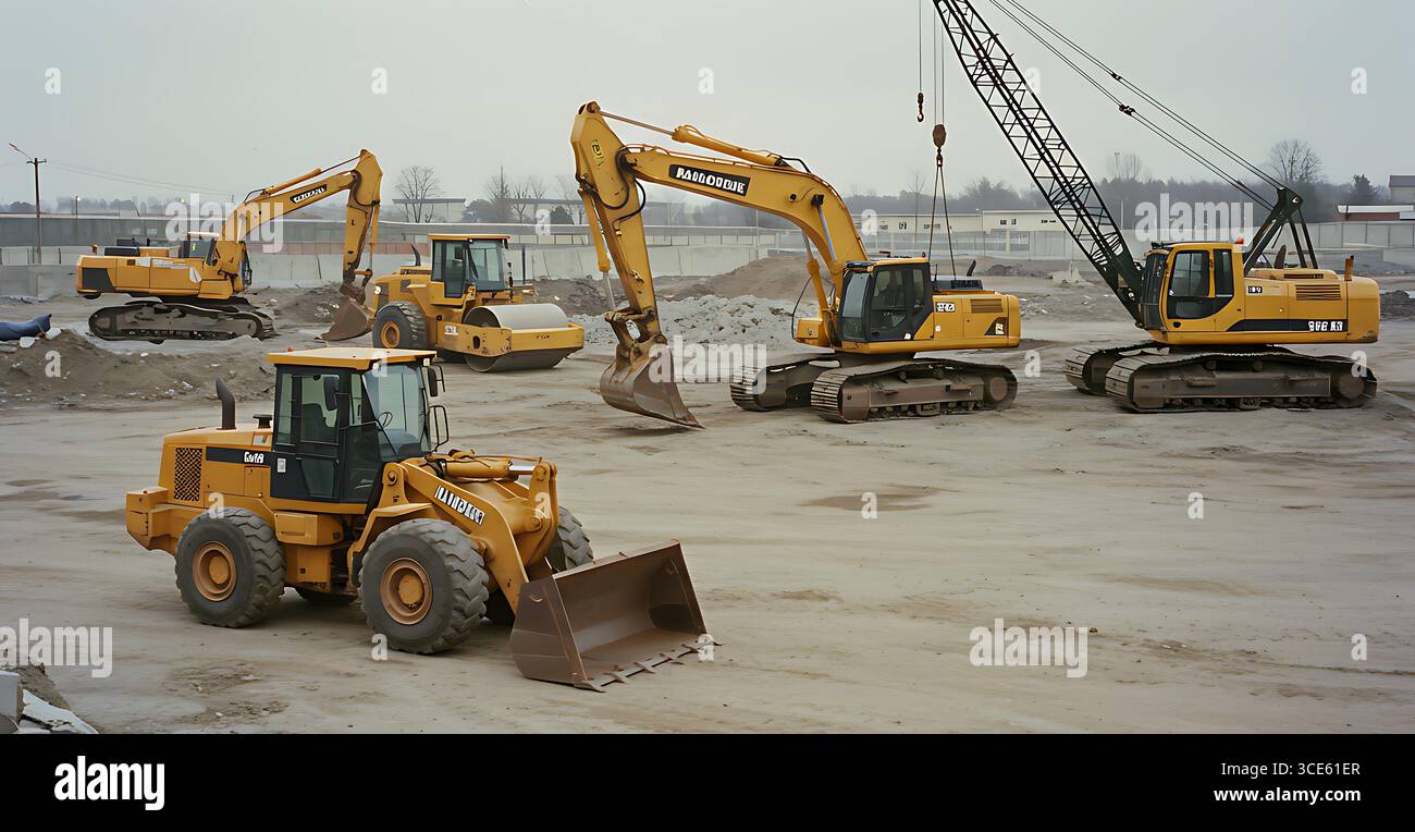 Heavy Duty Construction Vehicles Ready for a Busy Workday Stock Photo ...