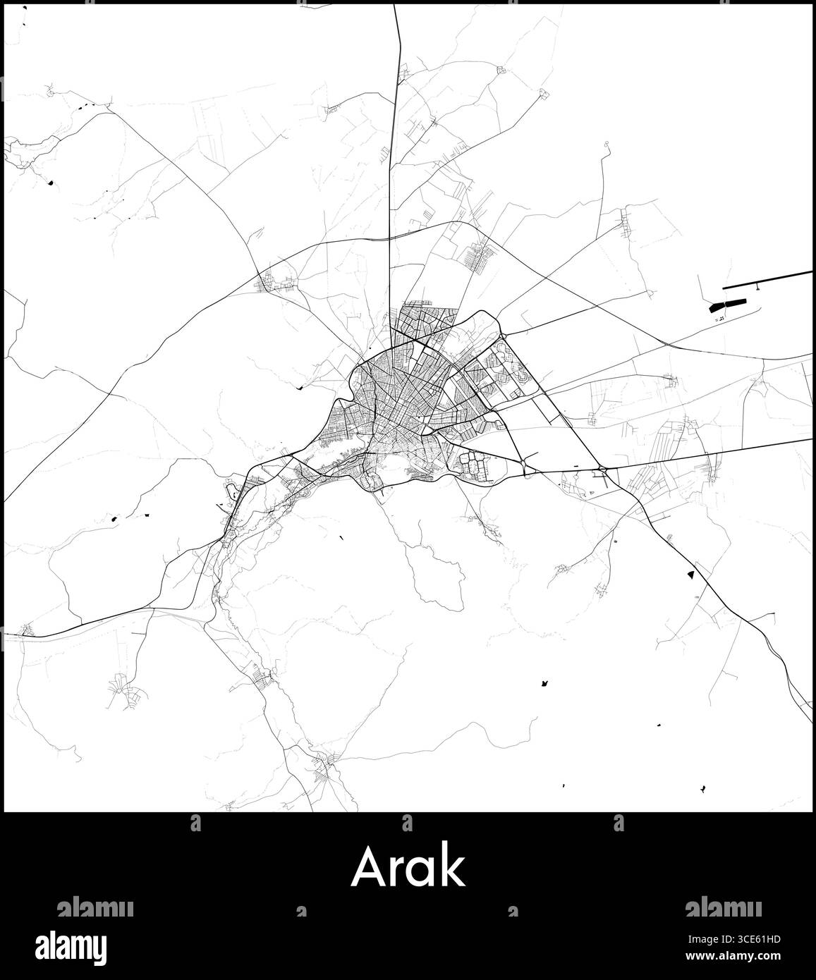 Arak city map, Iran - Topographic vector map poster Stock Vector Image ...