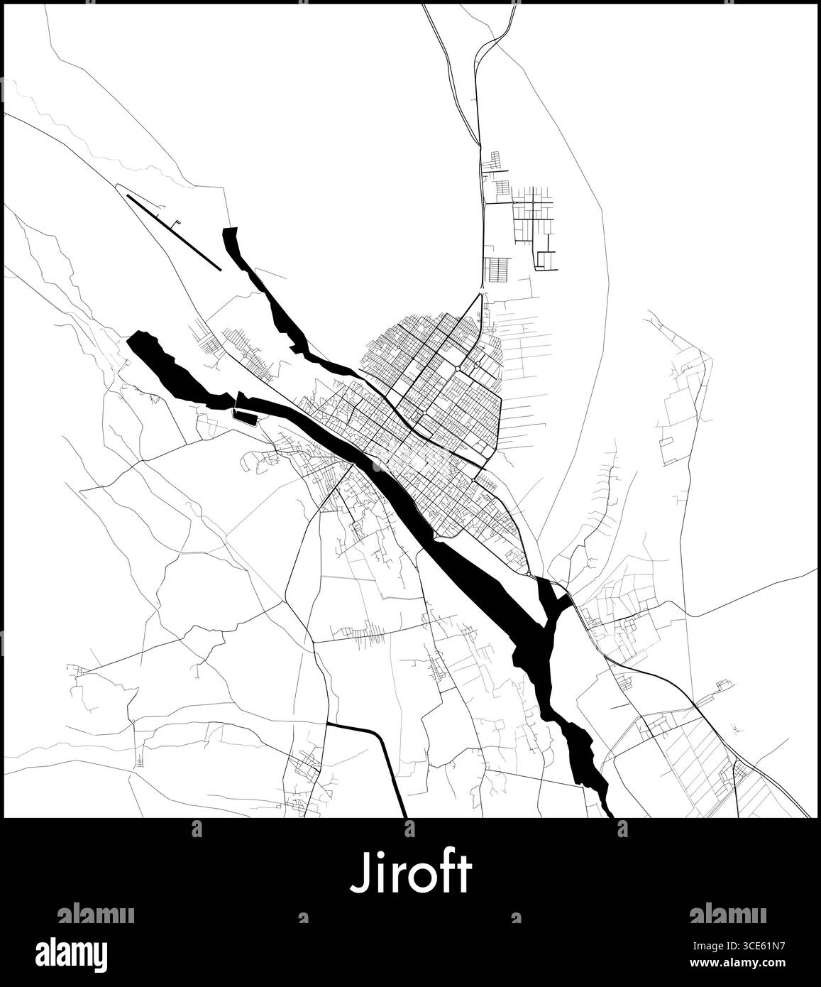 Jiroft city map, Iran - Topographic vector map poster Stock Vector ...