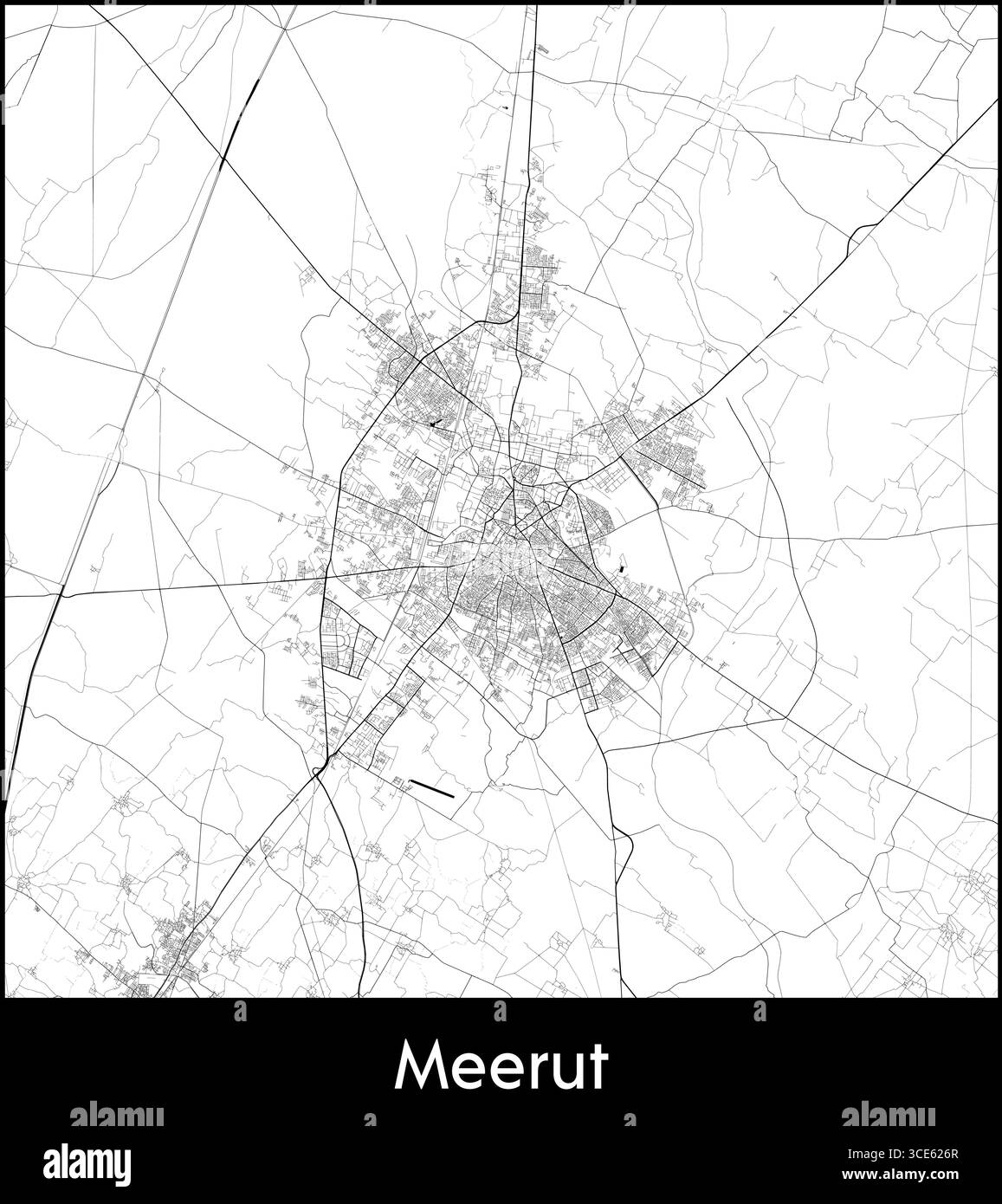 Meerut city map, India - Topographic vector map poster Stock Vector ...
