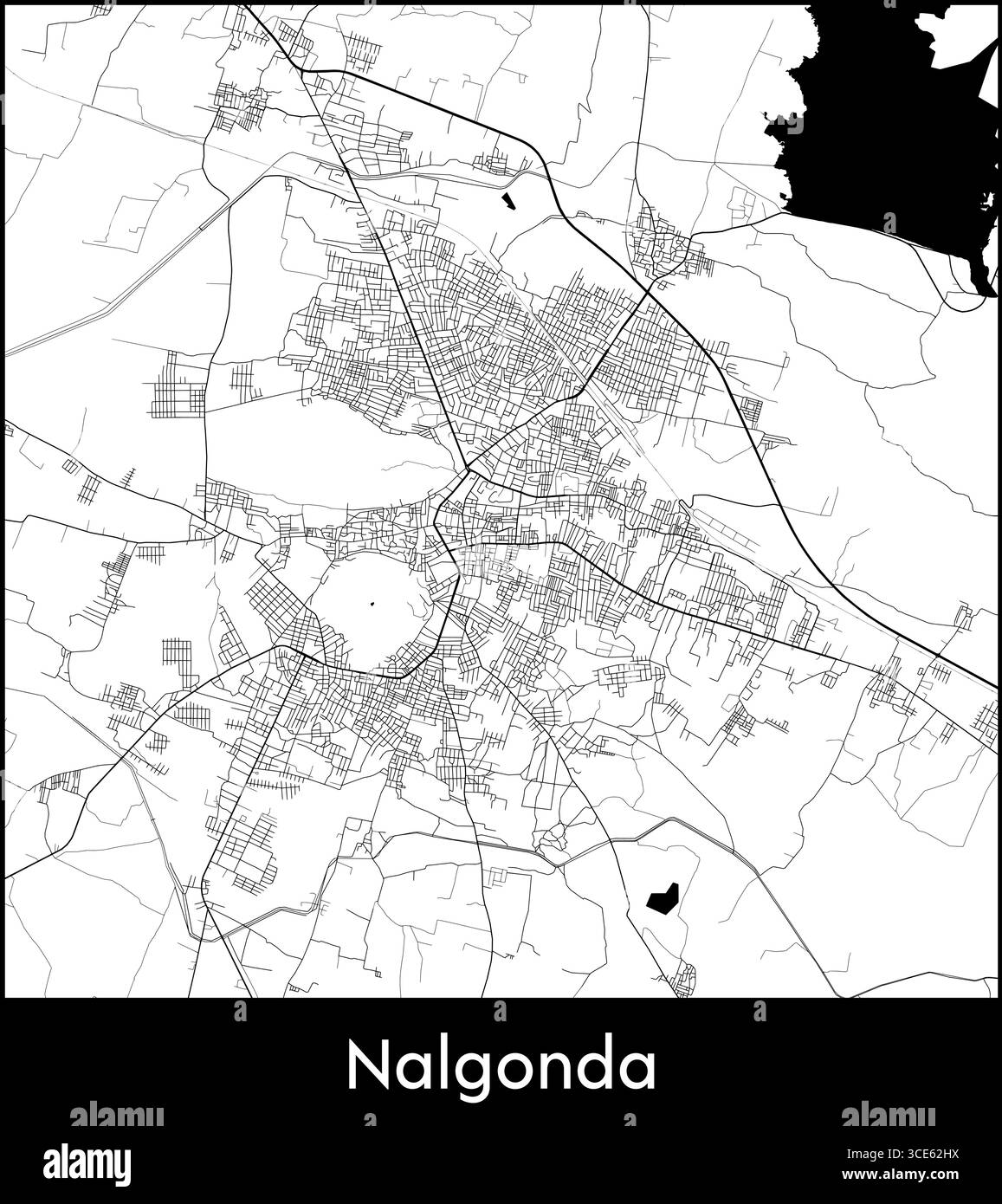 Nalgonda city map, India - Topographic vector map poster Stock Vector ...