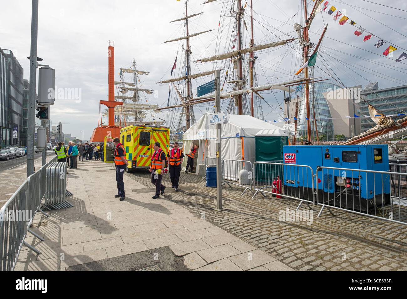 Metal pedestrian barricades along Sir John Rogerson's Quay during the ...