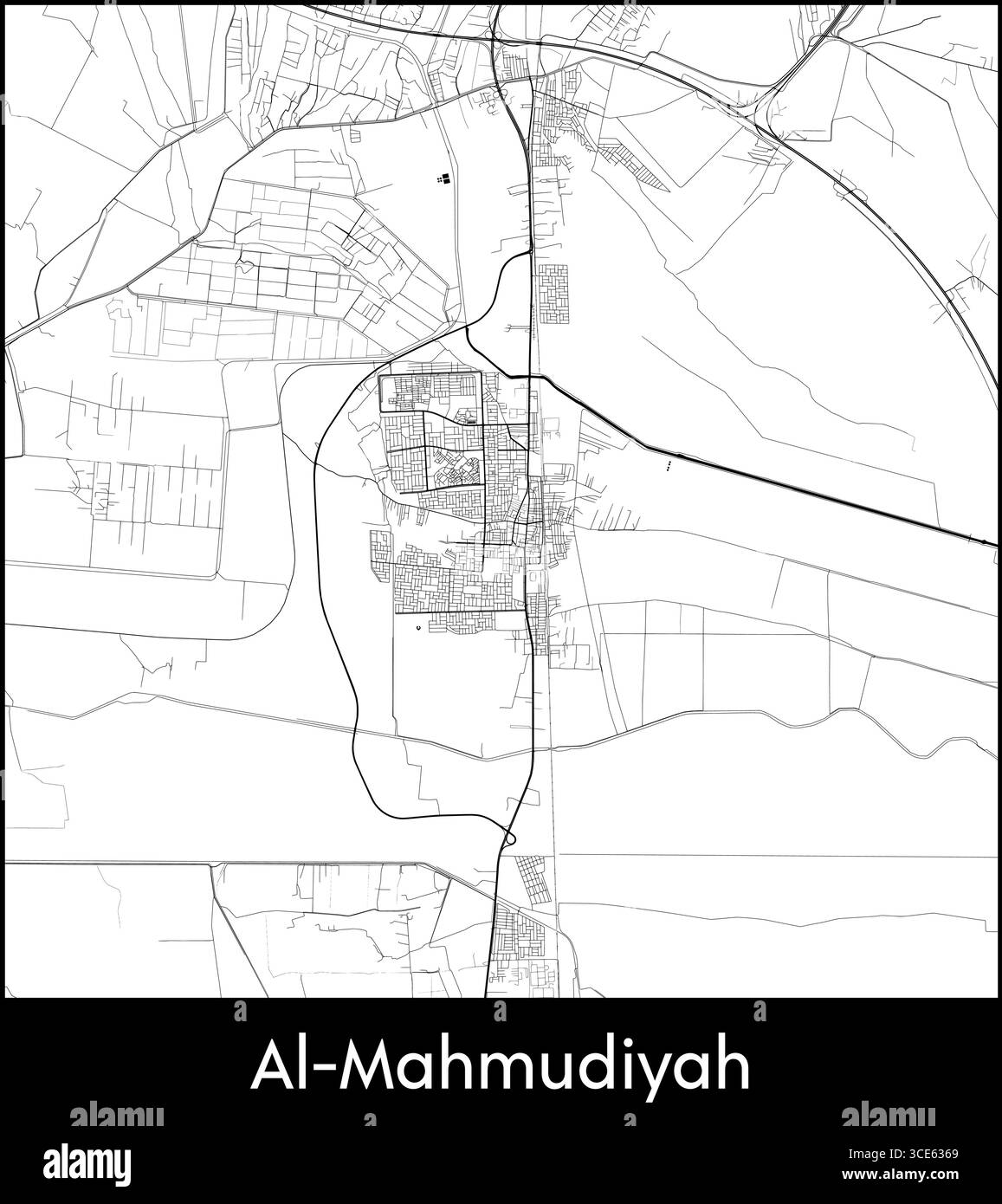 Al Mahmudiyah city map, Iraq - Topographic vector map poster Stock ...