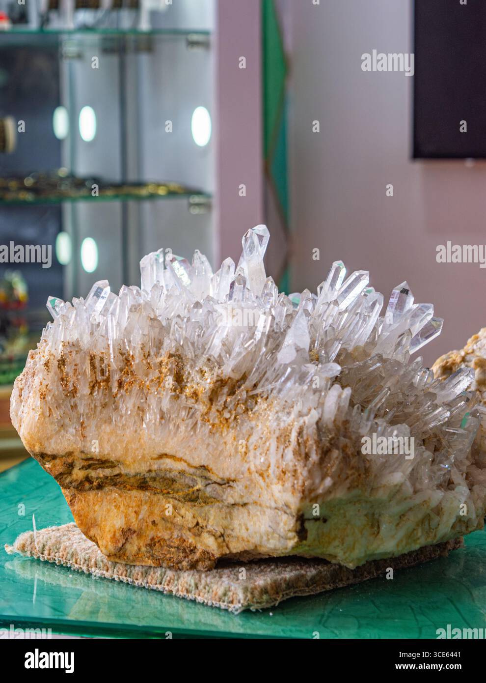 Close-up of a stunning quartz crystal display highlighting mineral ...