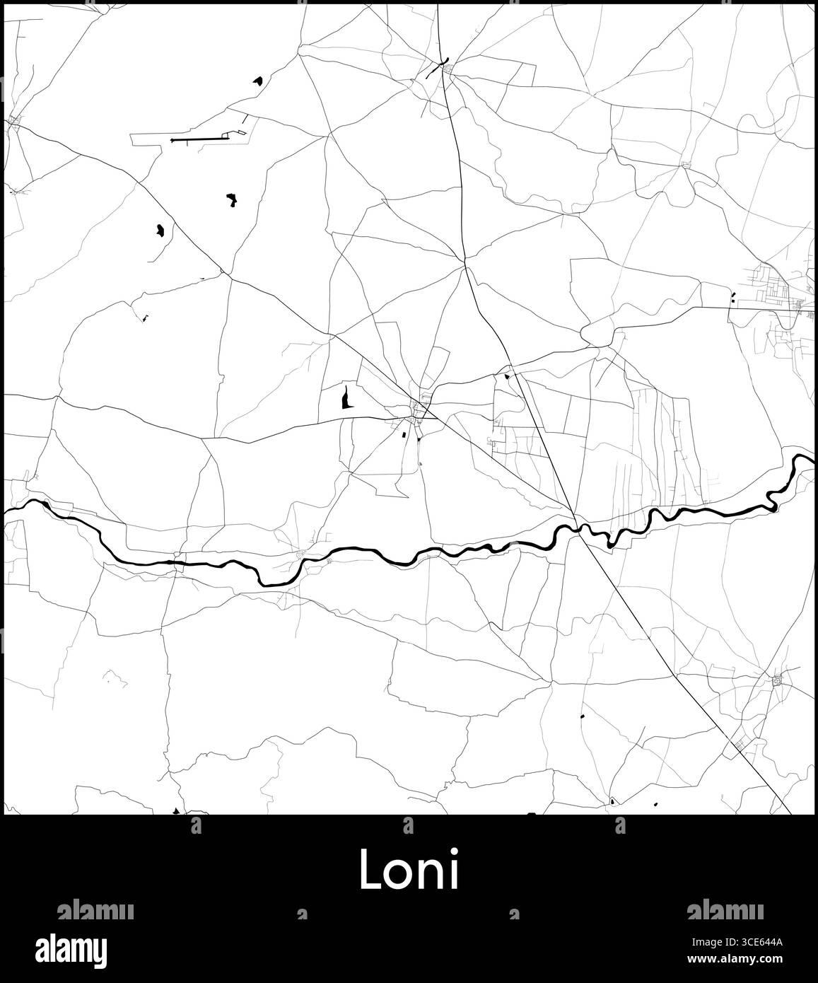 Loni city map, India - Topographic vector map poster Stock Vector Image ...