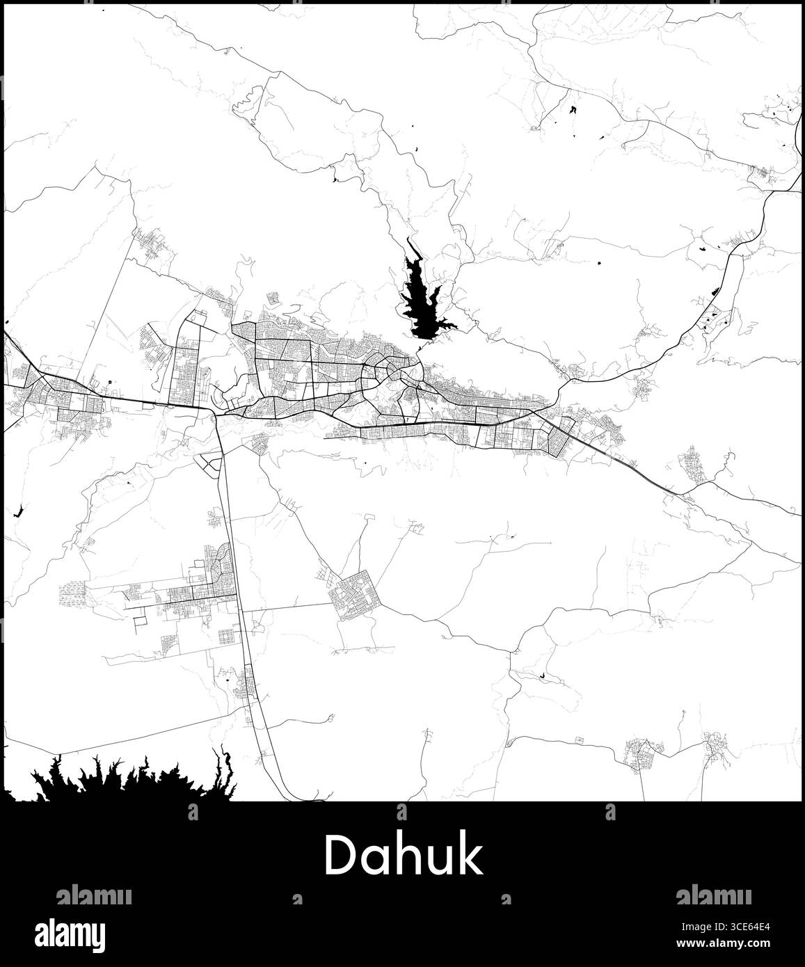 Dahuk city map, Iraq - Topographic vector map poster Stock Vector Image ...