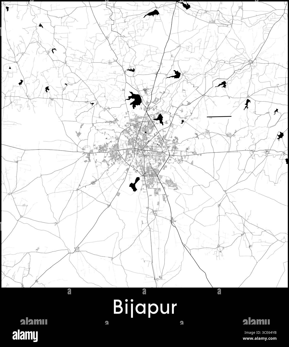 Bijapur city map, India - Topographic vector map poster Stock Vector ...