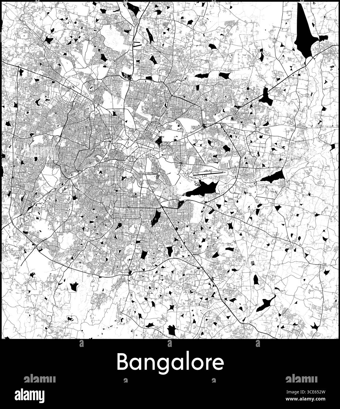 Bangalore city map, India - Topographic vector map poster Stock Vector ...