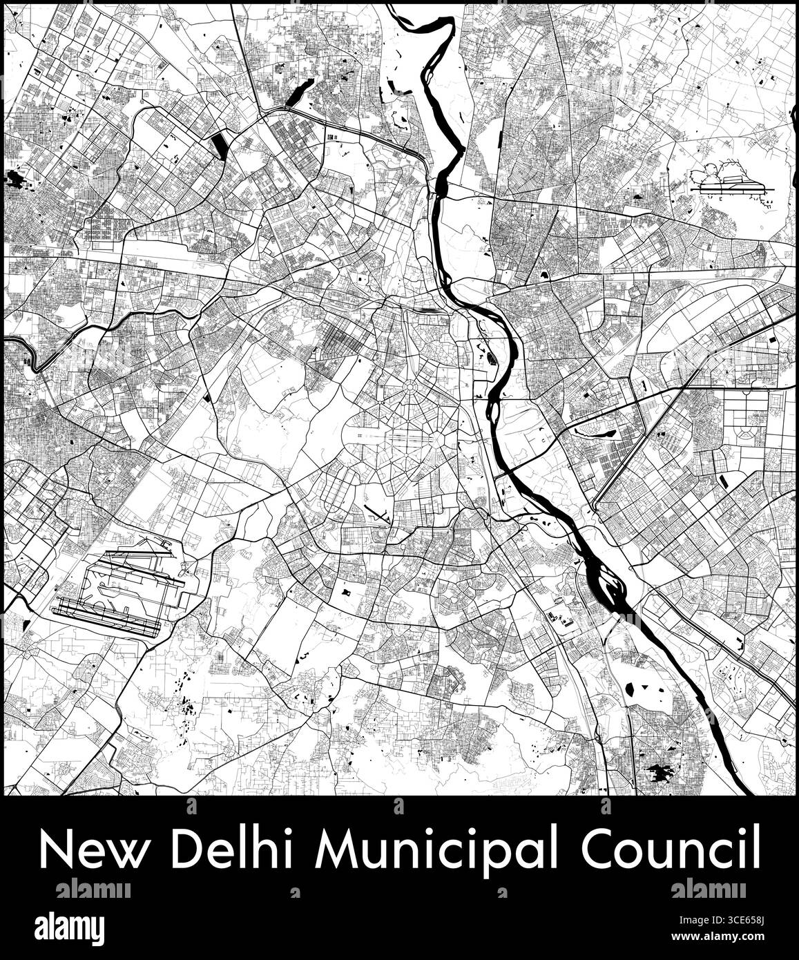 New Delhi Municipal Council city map, India - Topographic vector map ...